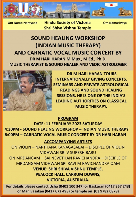 Dr Hari Haran Music Program 2023 V2 - Shri Shiva Vishnu Temple